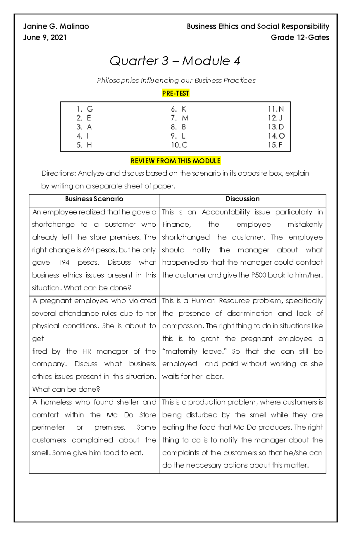 BESR Quarter 3 M4 - h Quarter 3 – Module 4 Philosophies Influencing our ...