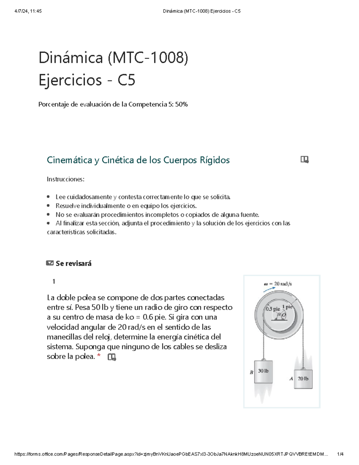 Dinámica (MTC-1008) Ejercicios - C5 - Dinámica (MTC-1008) Ejercicios - C Porcentaje de ...
