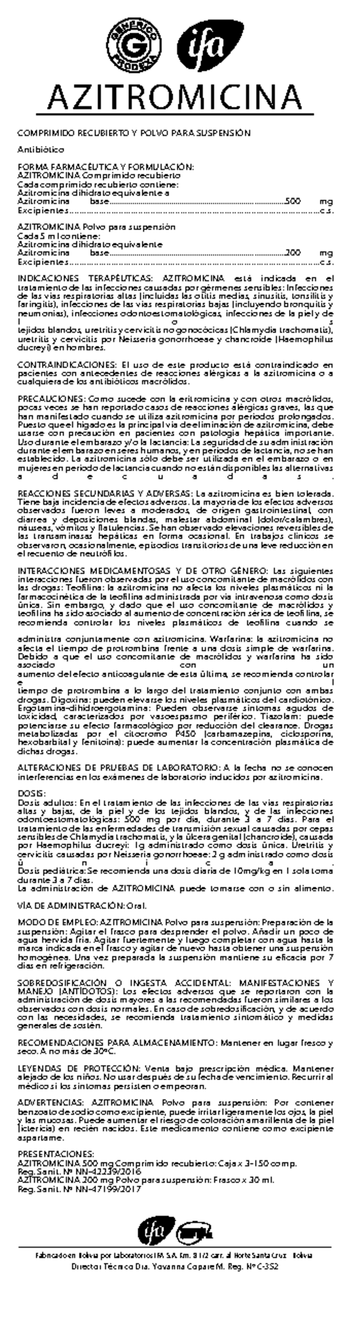 Azitromicina 500 mg - COMPRIMIDO RECUBIERTO Y POLVO PARA SUSPENSIÓN Antibiótico FORMA ...