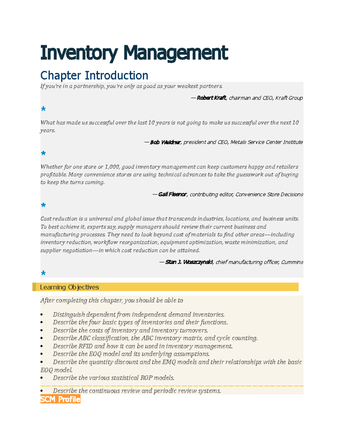 CH 7 Inventory Management - Inventory Management Chapter Introduction ...