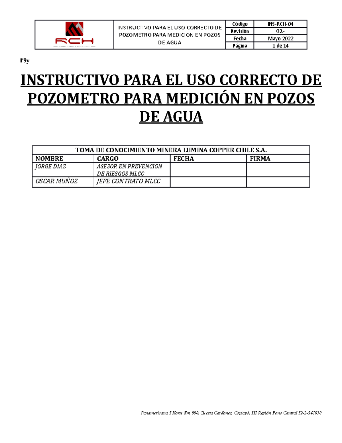 INST-RCH-04 USO Correcto DE Pozometro - INSTRUCTIVO PARA EL USO ...