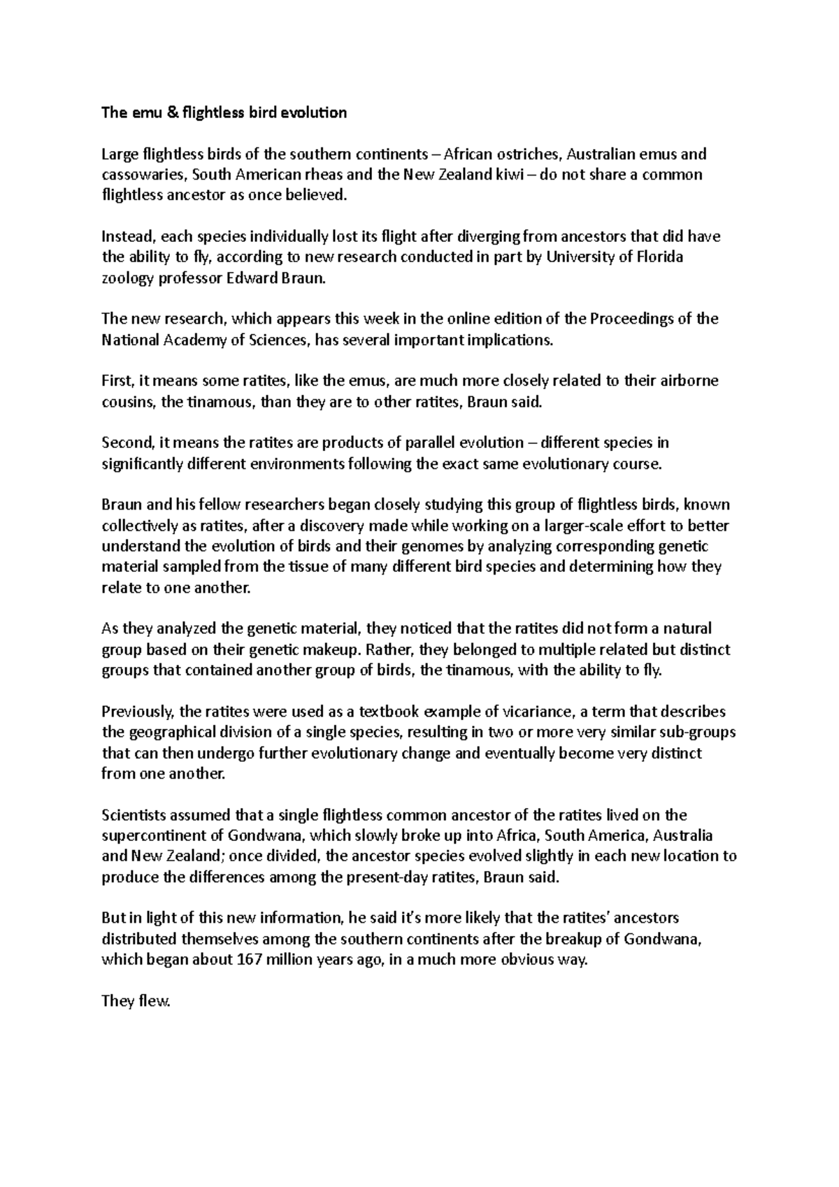 The emu & flightless bird evolution - The emu & flightless bird ...