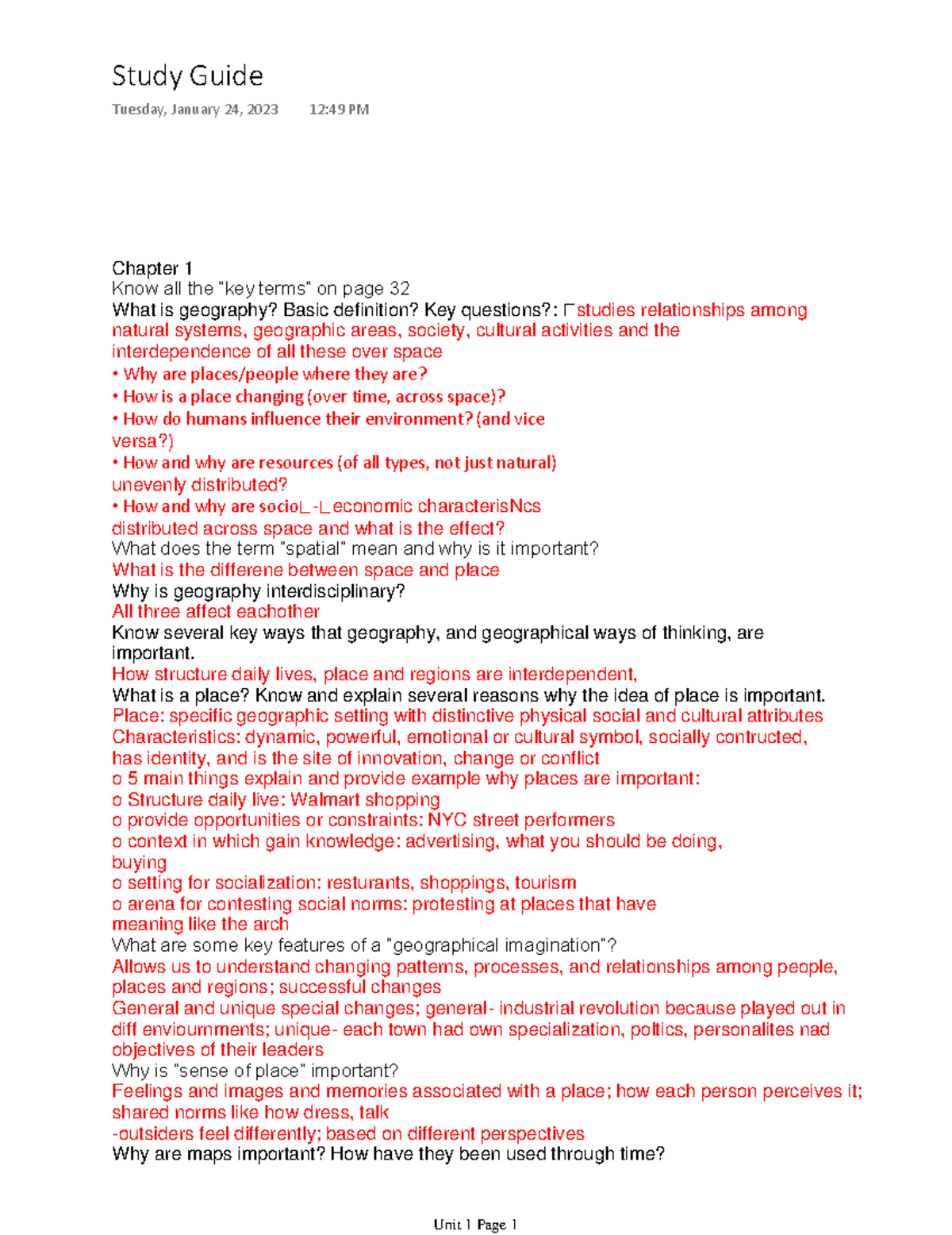 Test #1 Study Guide - Chapter 1 Know all the “key terms” on page 32 ...