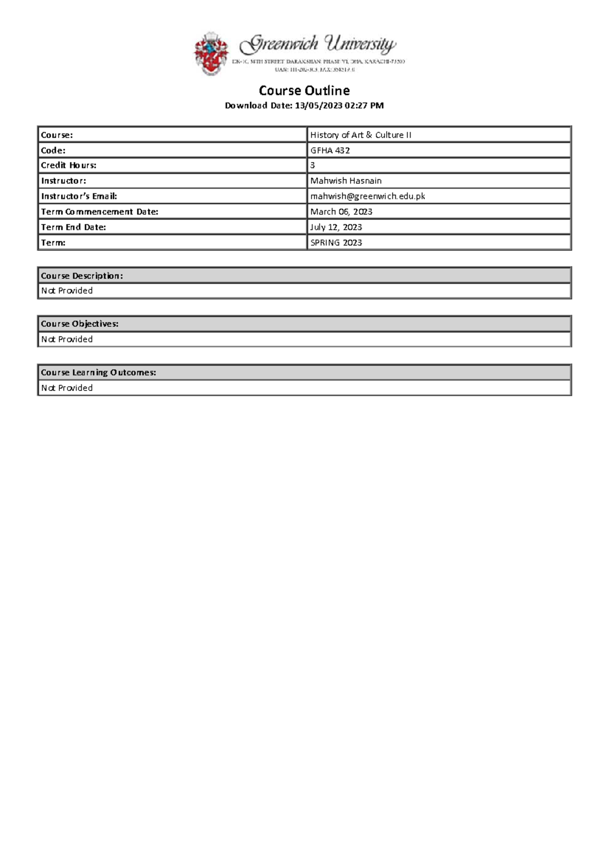 Outline 226 Course Outline Course Outline Download Date 13 05 2023 02 27 Pm Course History