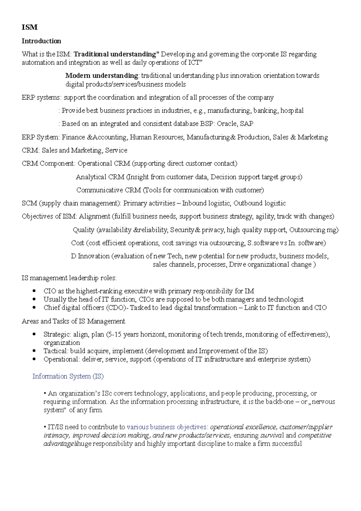 Zusammenfassung SoSe 2024 AT - ISM Introduction What is the ISM: Traditional understanding ...