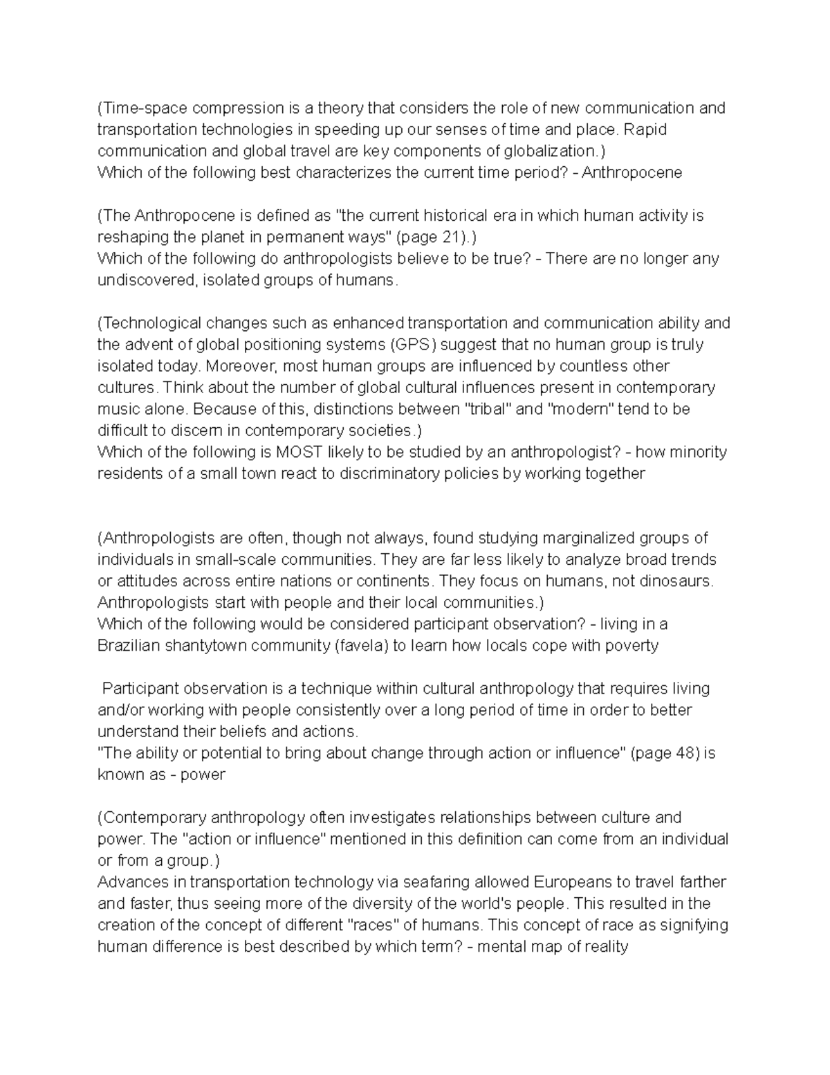 Anthro 101 2 - Lecture notes 2 - (Time-space compression is a theory ...