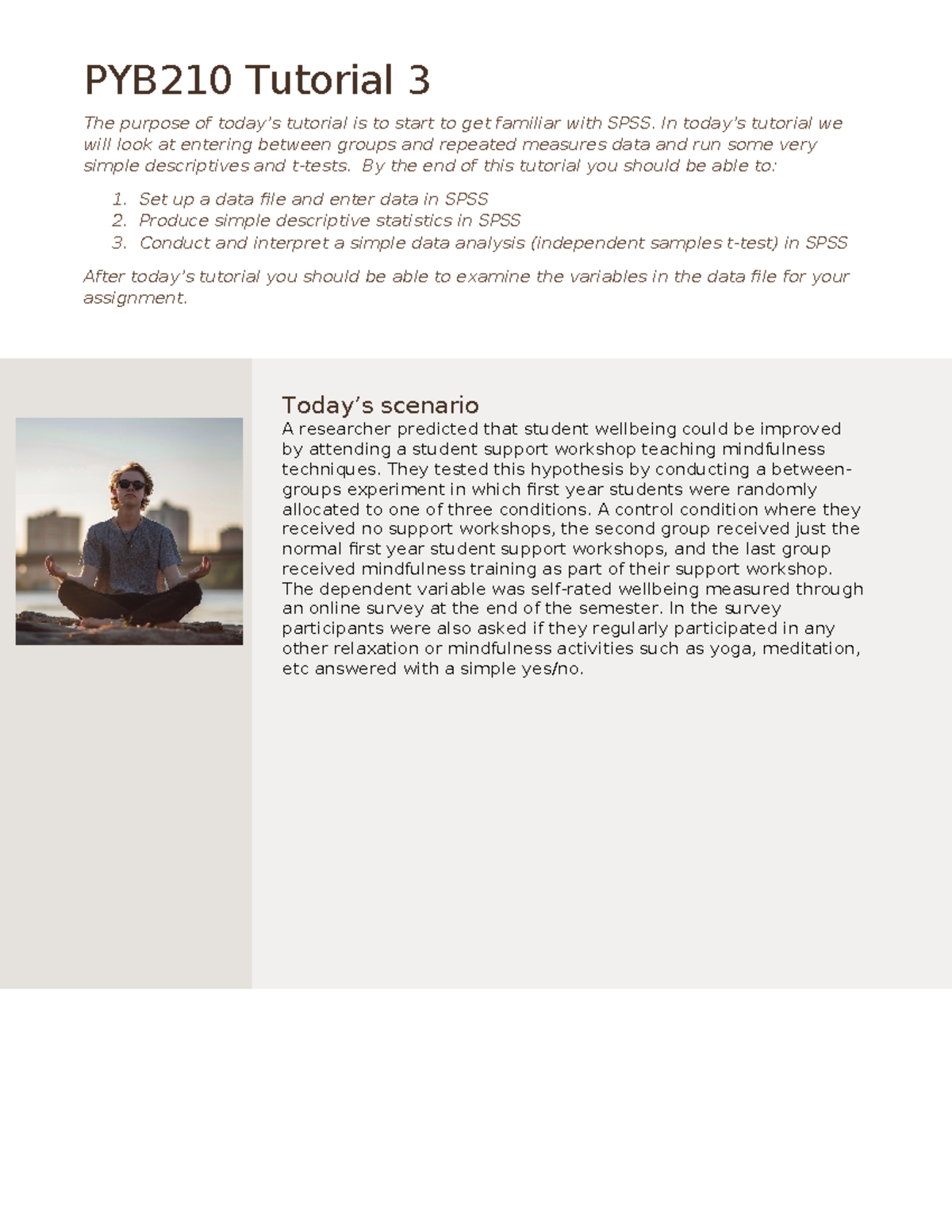 Tutorial 3 - tut - PYB210 Tutorial 3 The purpose of today’s tutorial is ...