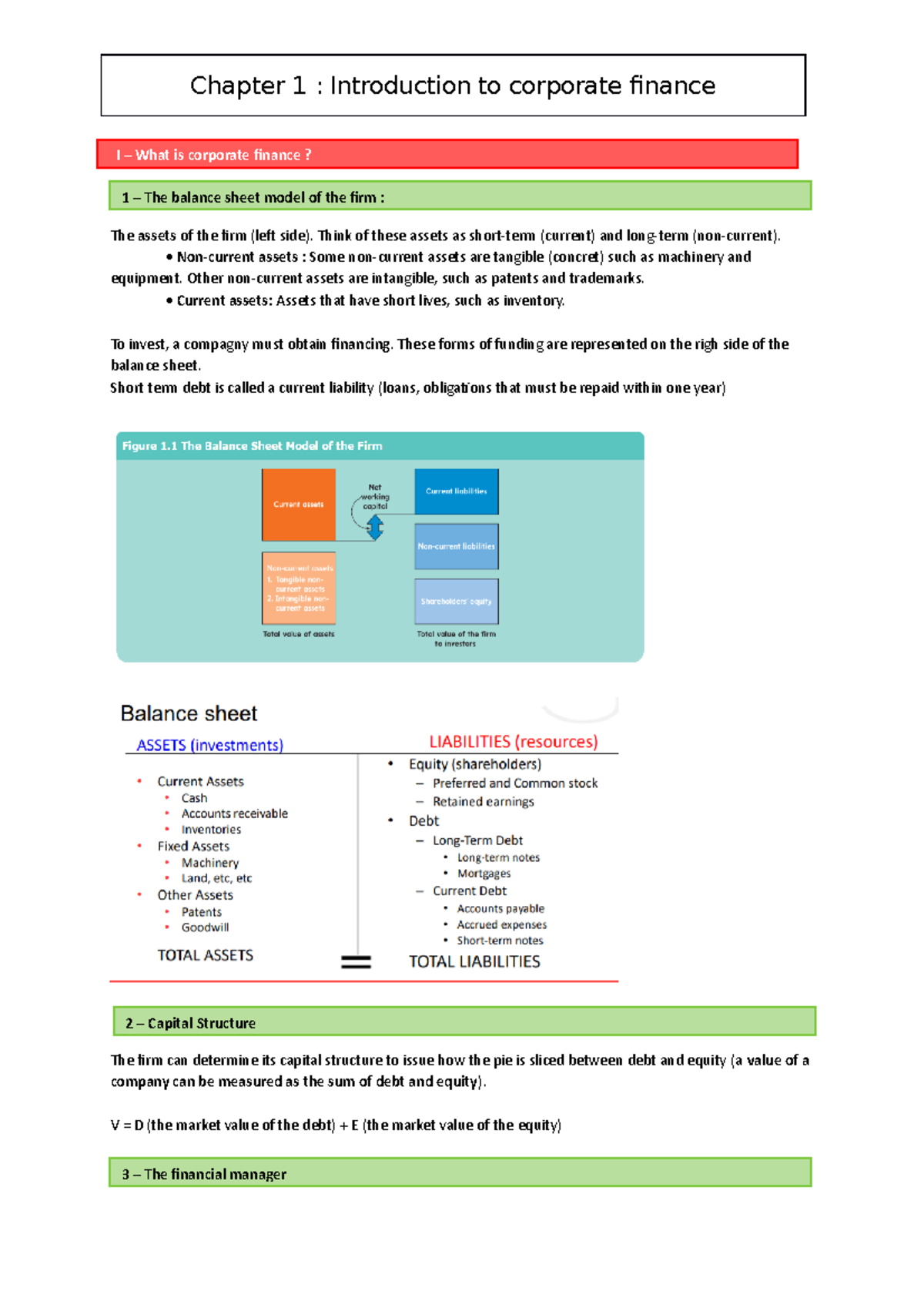 Chapter 1 Introduction to corporate finance - Chapter 1 : Introduction ...