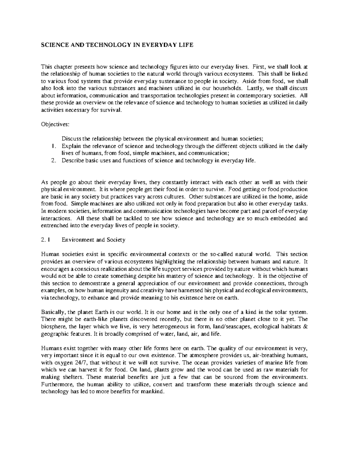 Science And Technology In Everyday Life SCIENCE AND TECHNOLOGY IN science-and-technology-in-everyday-life-science-and-technology-in