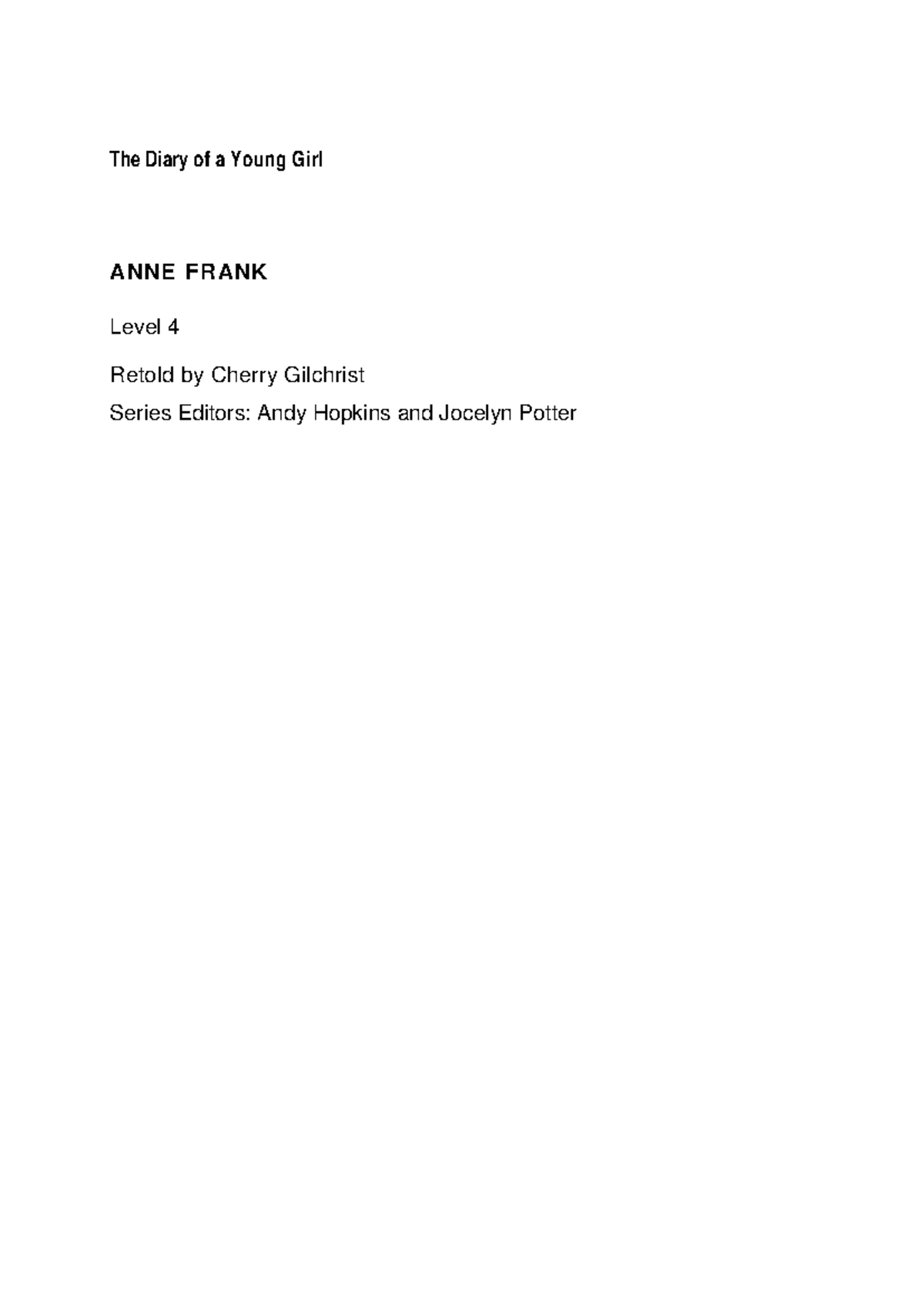 The Diary of a Young Girl by Anne Frank- Level 4- Pearson PDF - The ...
