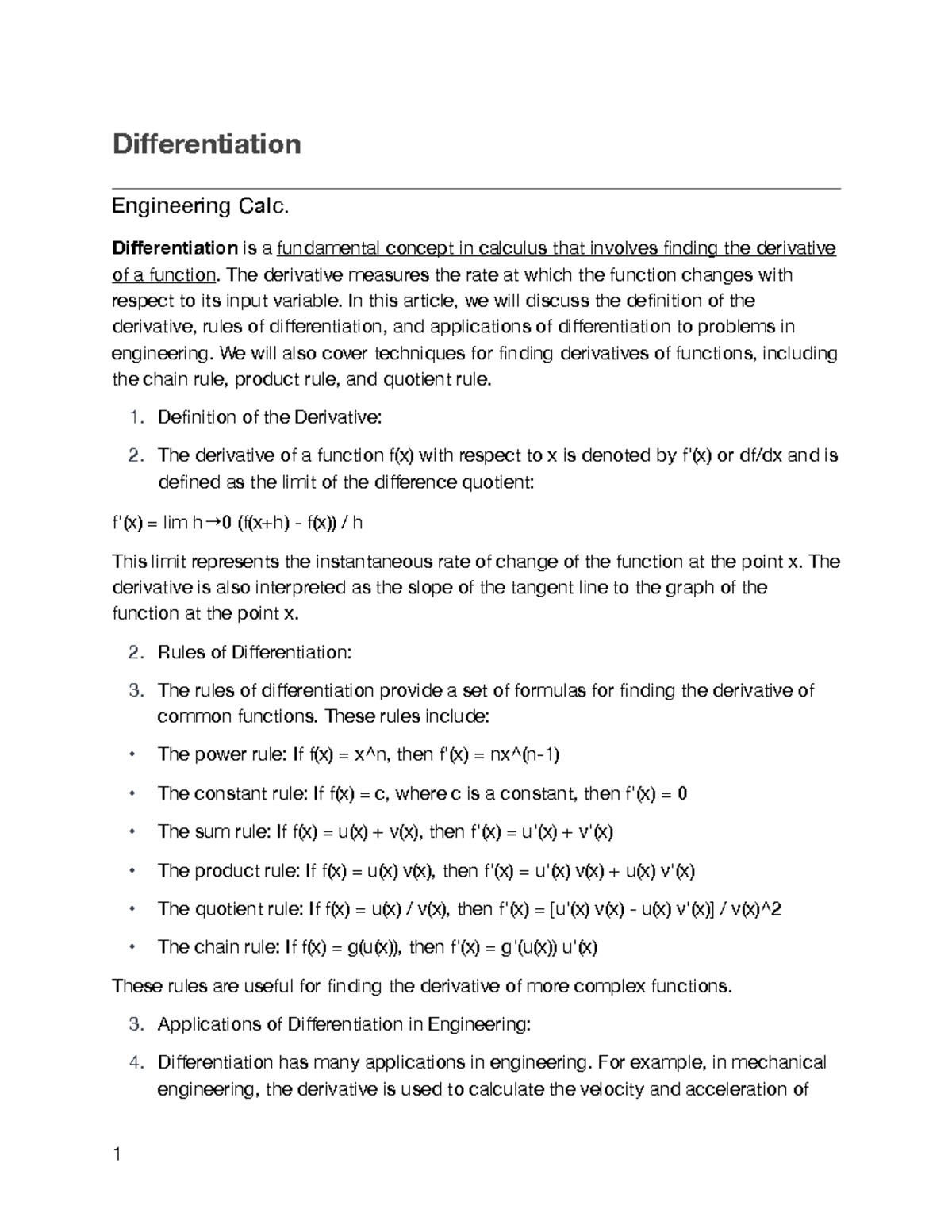 Differentiation Notes - Differentiation Engineering Calc ...