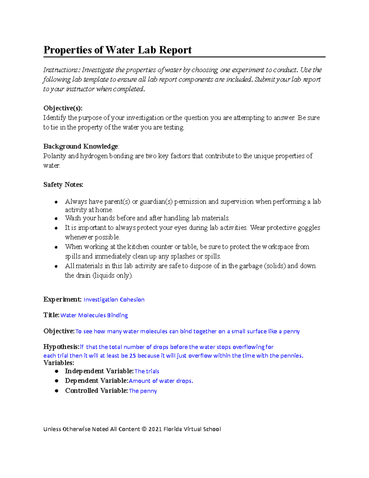 02.01properties of water - Properties of Water Lab Report Instructions ...