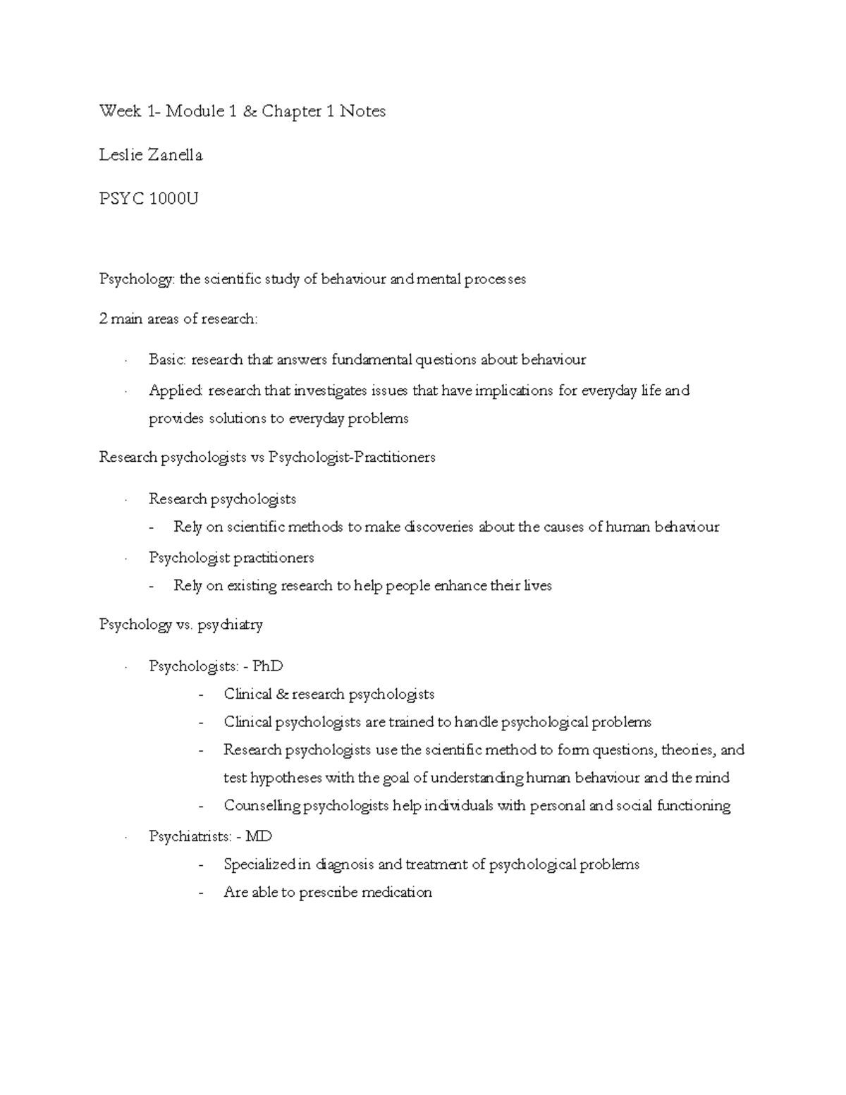 Module 1 chapter 1 notes - Week 1- Module 1 & Chapter 1 Notes Leslie ...