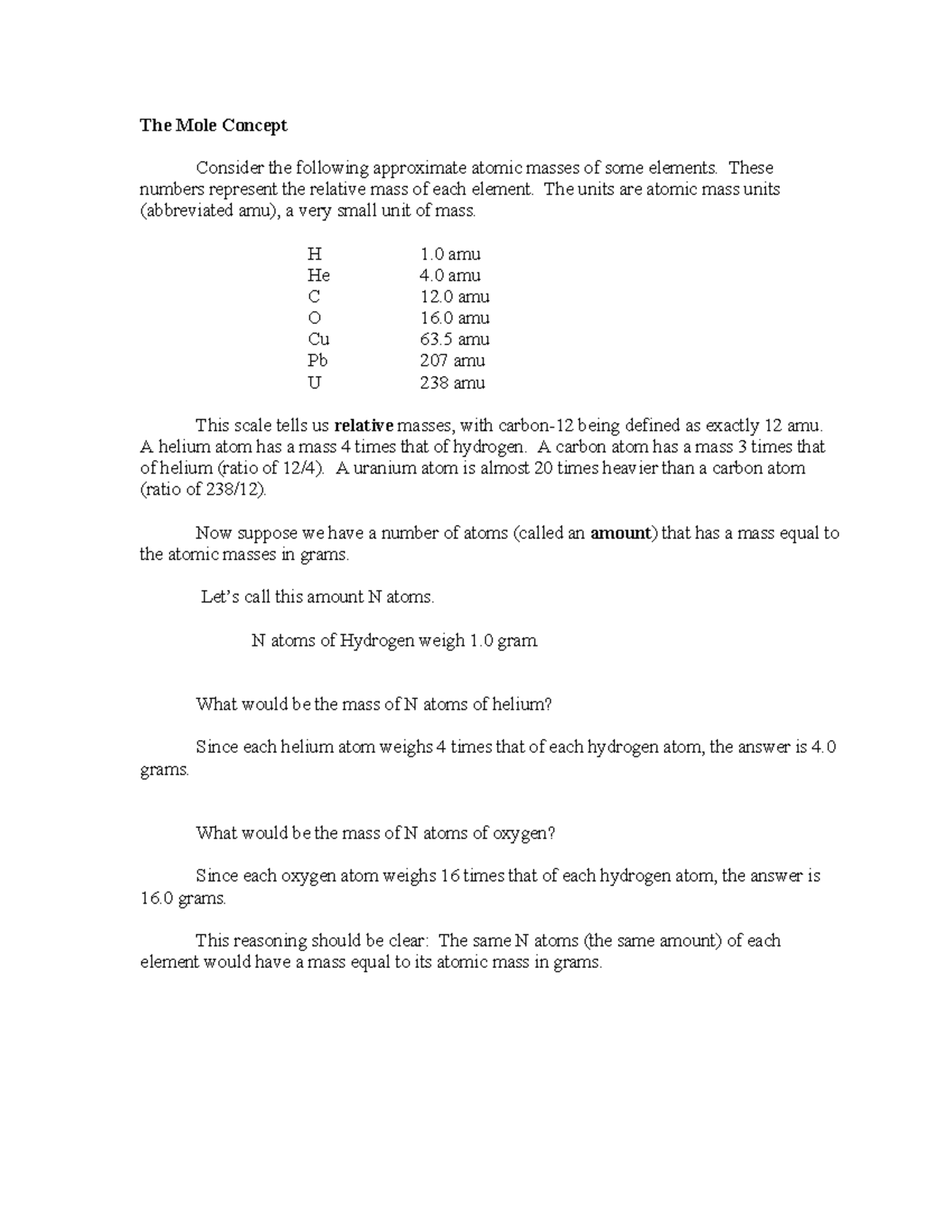Lecture 3- mole concept - The Mole Concept Consider the following ...