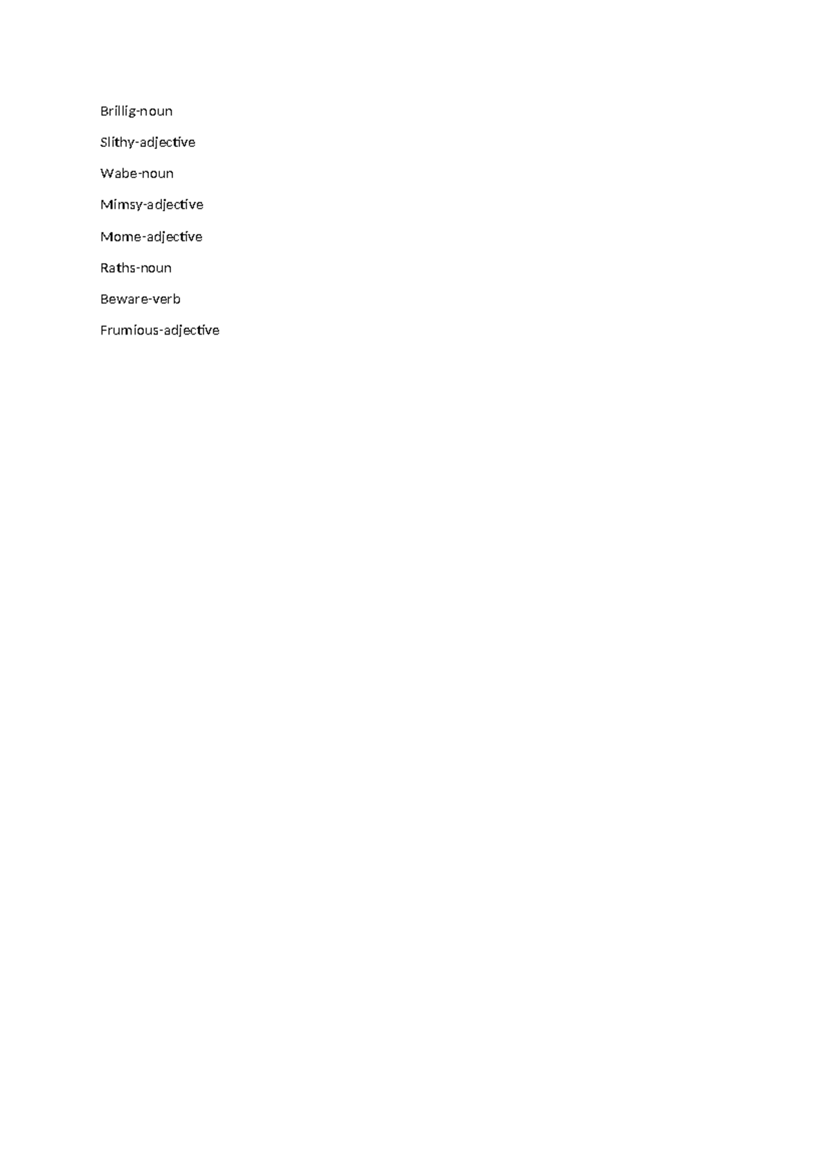 NF2F OL 1-answer - nf2f - Communicative English - Brillig-noun Slithy ...