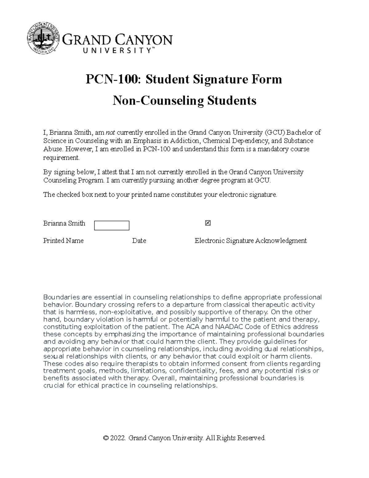 PCN 100 RS T3Non Counseling done - PCN-100: Student Signature Form Non ...