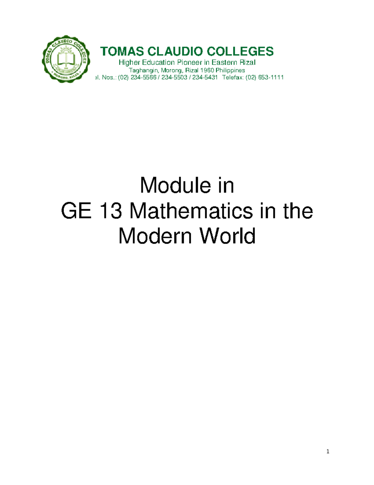 Chapter-1-Patterns-in-Nature - TOMAS CLAUDIO COLLEGES Higher Education ...