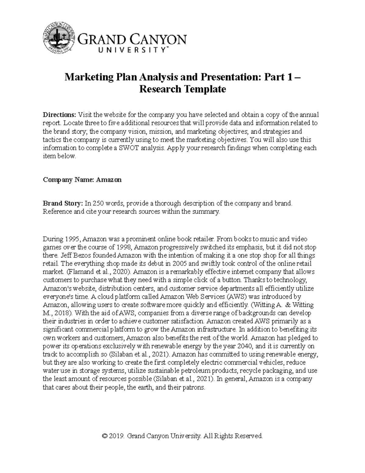 MKT 315 RS Marketing Plan Analysis and Presentation Part 1 Research ...
