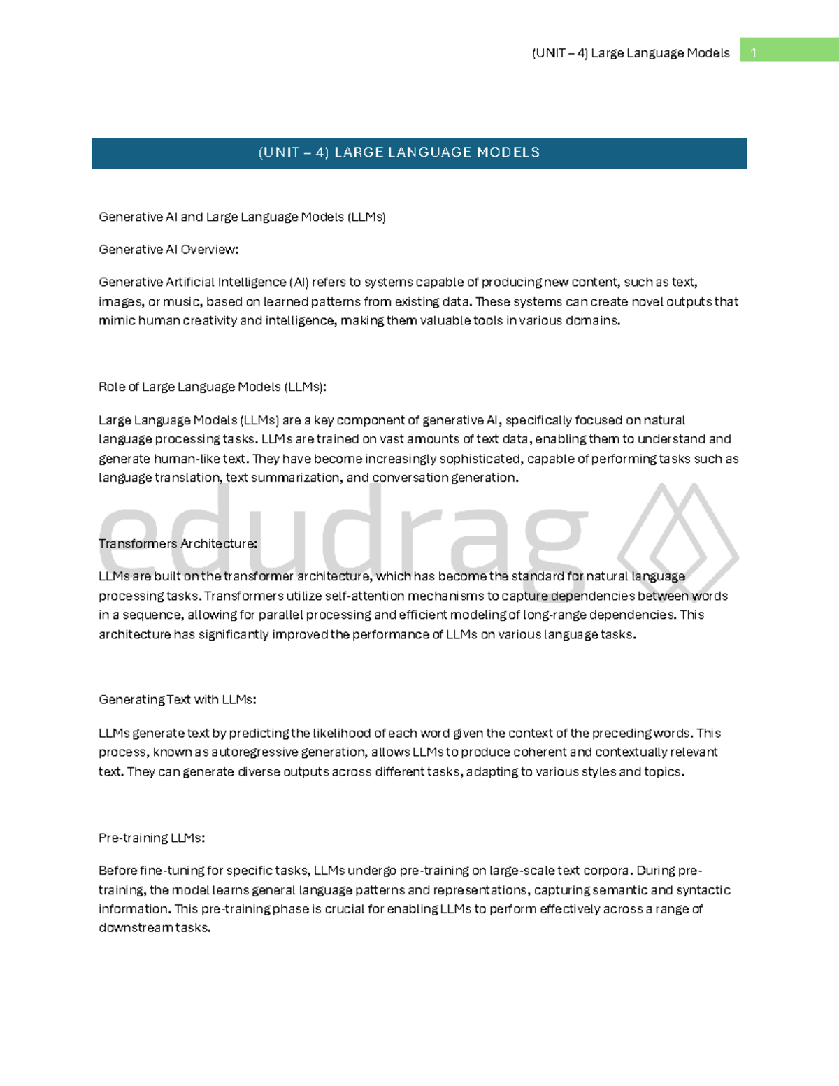 Unit 4 LLM - Large language models notes - (UNIT – 4) Large Language ...