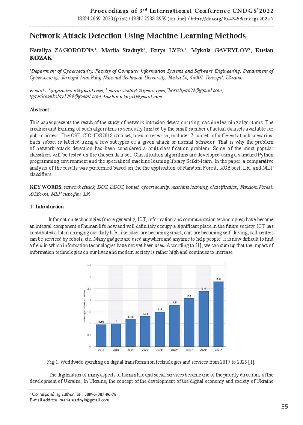 Network Attack detection - Pro c e e dings of 3 rd Internati ona l C onferenc e CND GS’202 2 ...