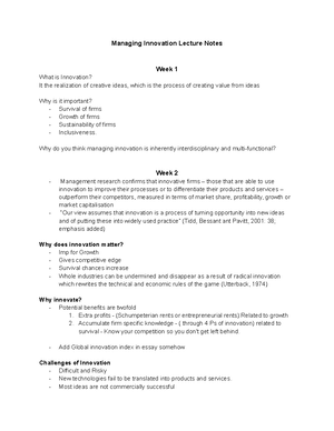 Lecture 2 - Lecture 2 Innovation Process: 4 stages: 1. 2. 3. 4. Search ...