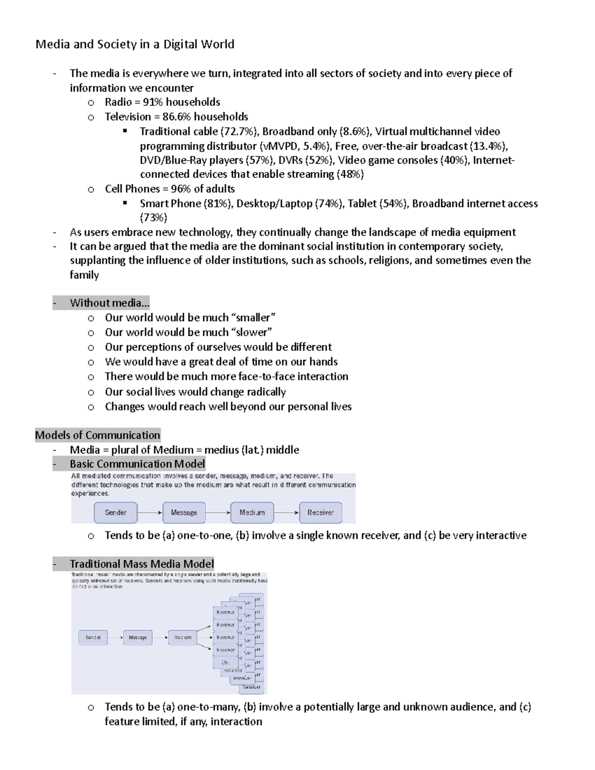 Media and Society in a Digital World - .. o Our world would be much ...