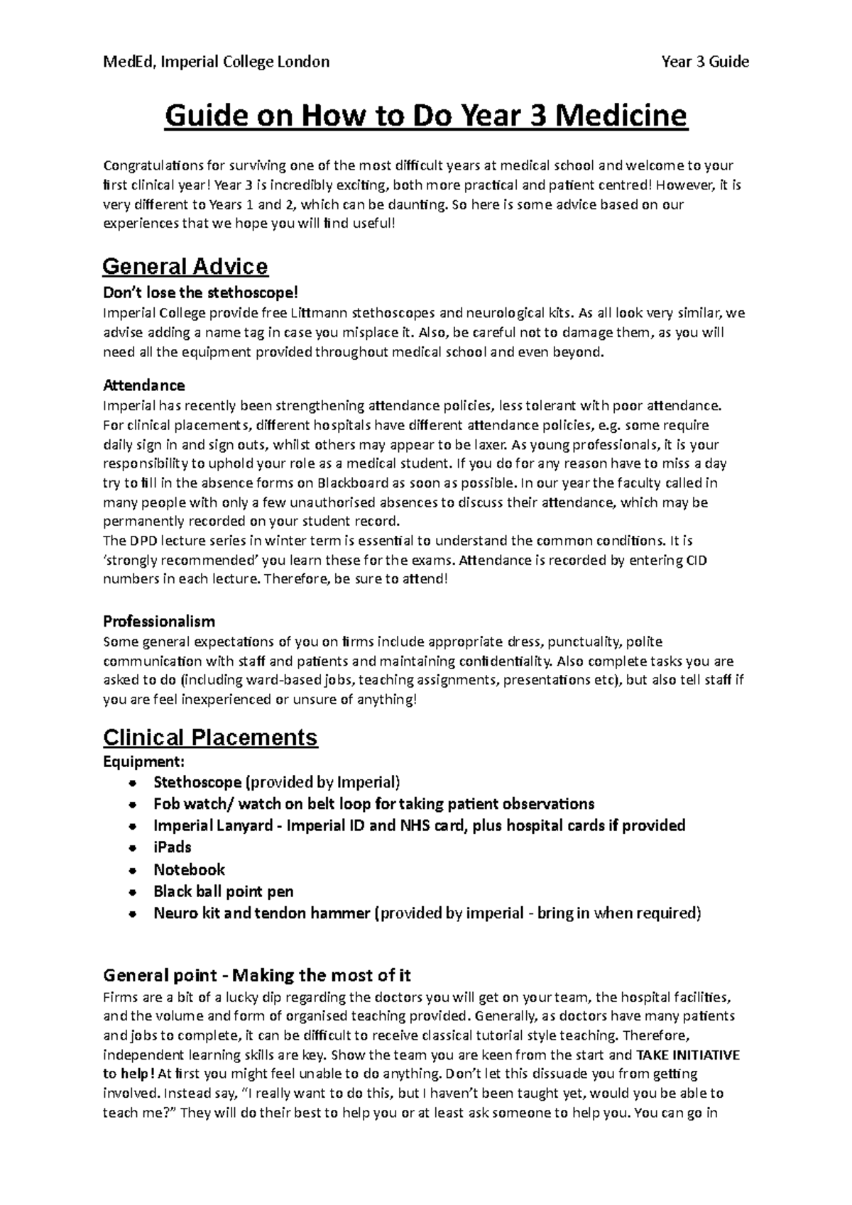 Med ED Year 3 Guide - Guide on How to Do Year 3 Medicine ...