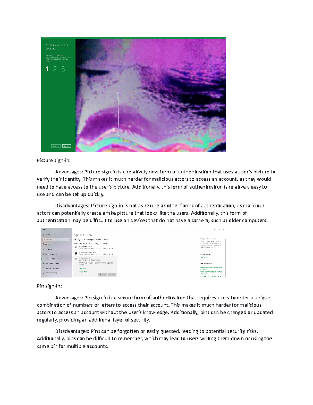 ITT-111-Topic 2Assignment 2 - Picture sign-in: Advantages: Picture sign ...