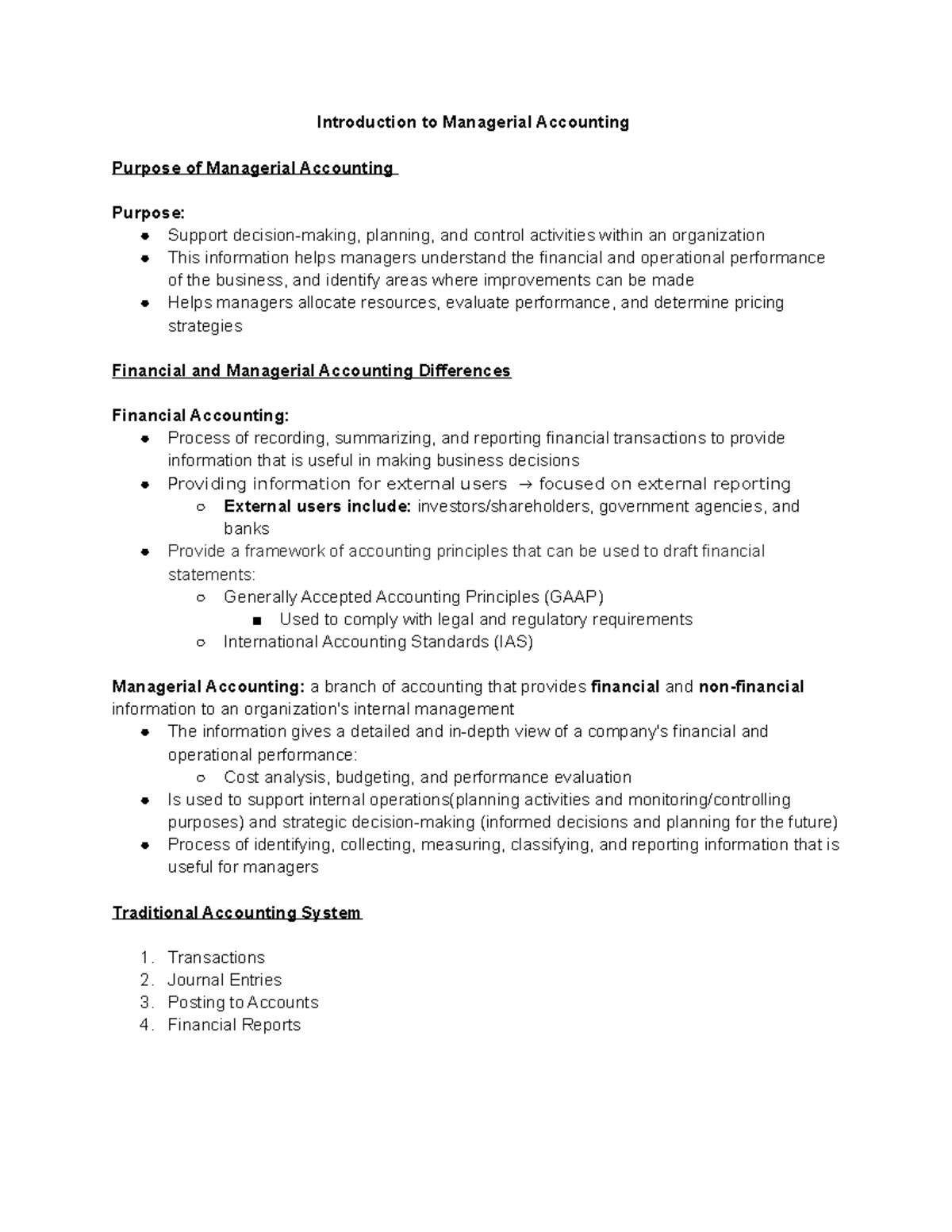 Chapter 1 - BUS 202 - Introduction to Managerial Accounting Purpose of ...