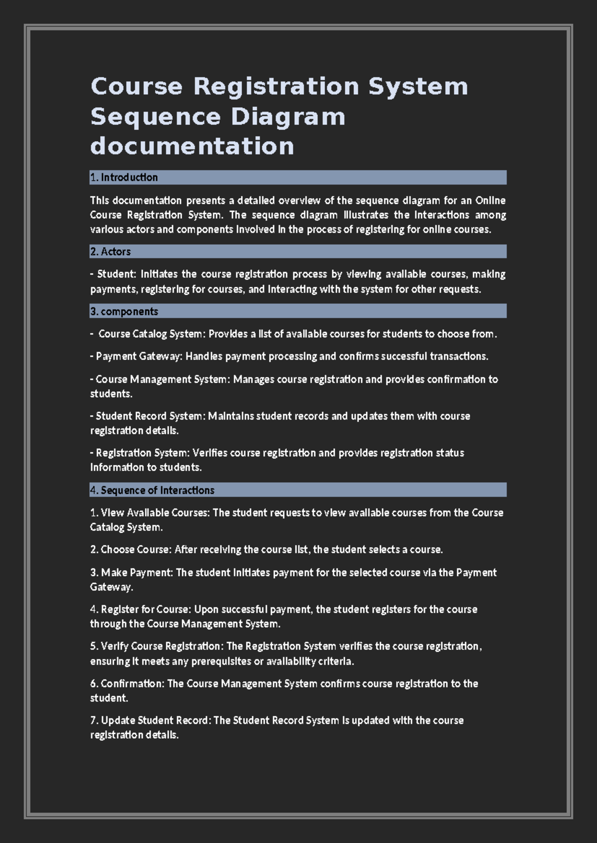 Course Registration System Sequence Diagram documentation - Course ...