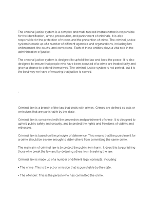 Intro to criminal justice course outline intro, the criminal justice ...