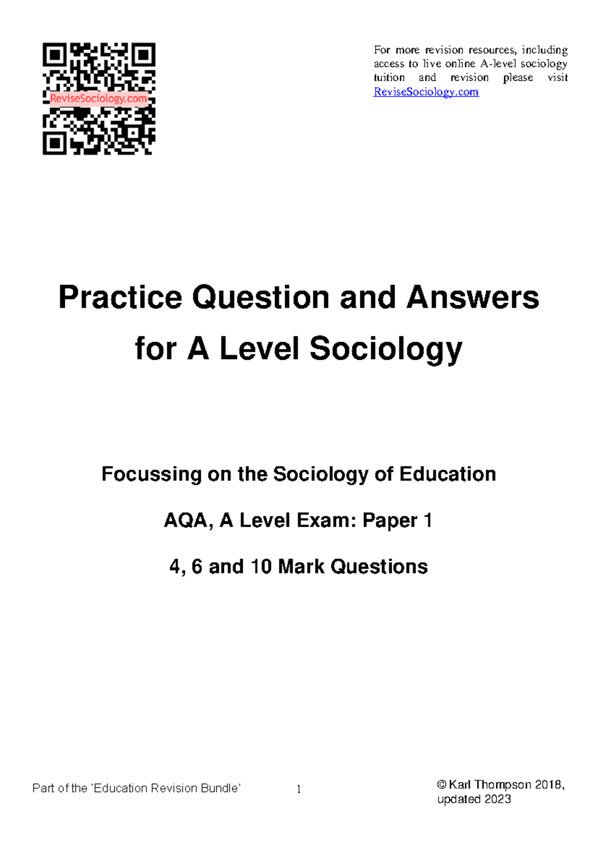 2. Education Short Answer Questions 2023 copy - 1 Practice Question and ...