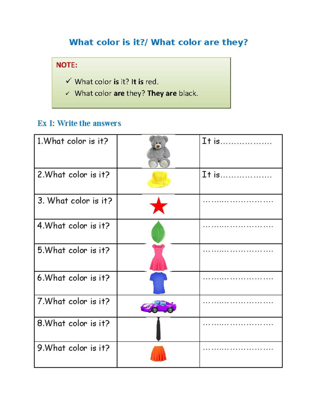 What color is it-are they - What color is it?/ What color are they? Ex ...