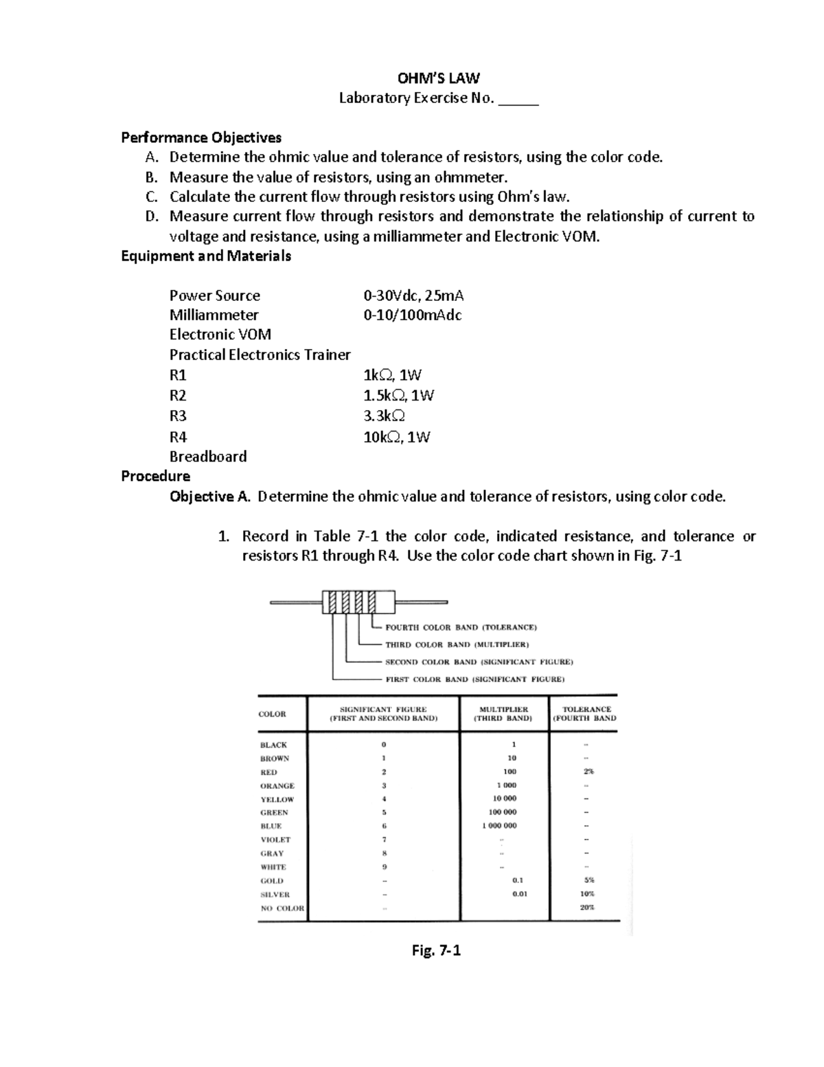 Experiment 2 OHM'S LAW - HELLO - OHM’S LAW Laboratory Exercise No ...