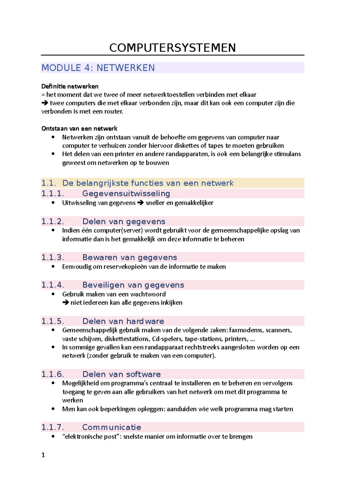 Samenvatting computersystemen sem 1 - COMPUTERSYSTEMEN MODULE 4 ...