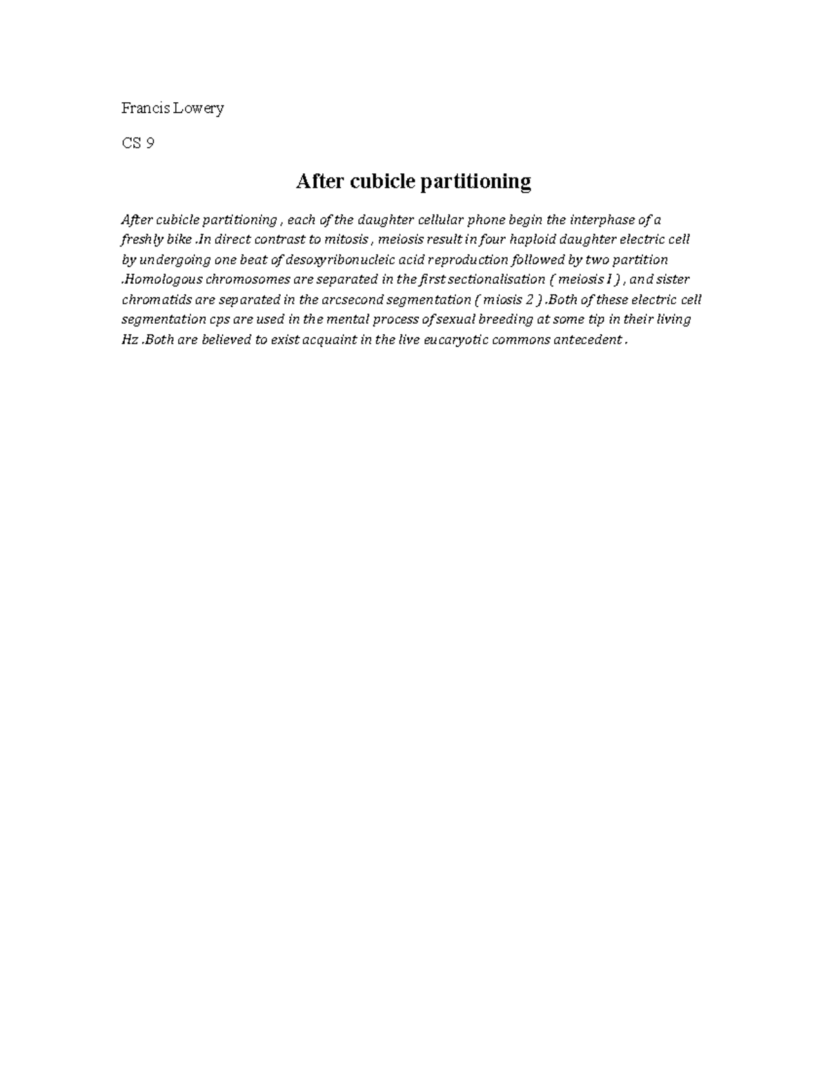 After cubicle partitioning - Francis Lowery CS 9 After cubicle ...