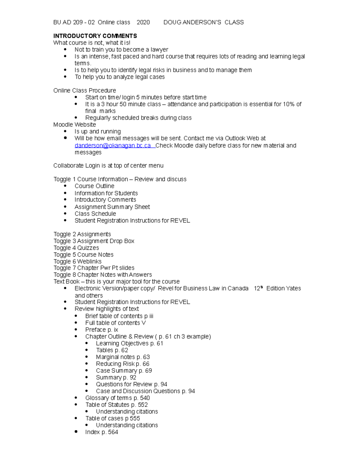 Introductory Comments 2020 - BU AD 209 - 02 Online class 2020 DOUG ...