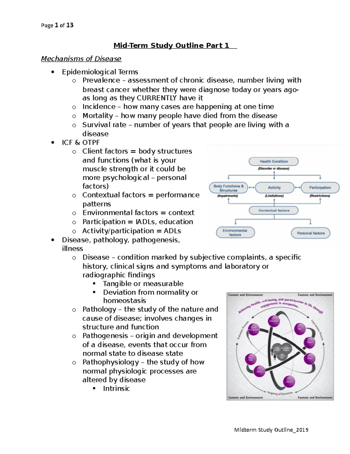Midterm Study Outline Part 1 2019 - Mid-Term Study Outline Part 1 ...