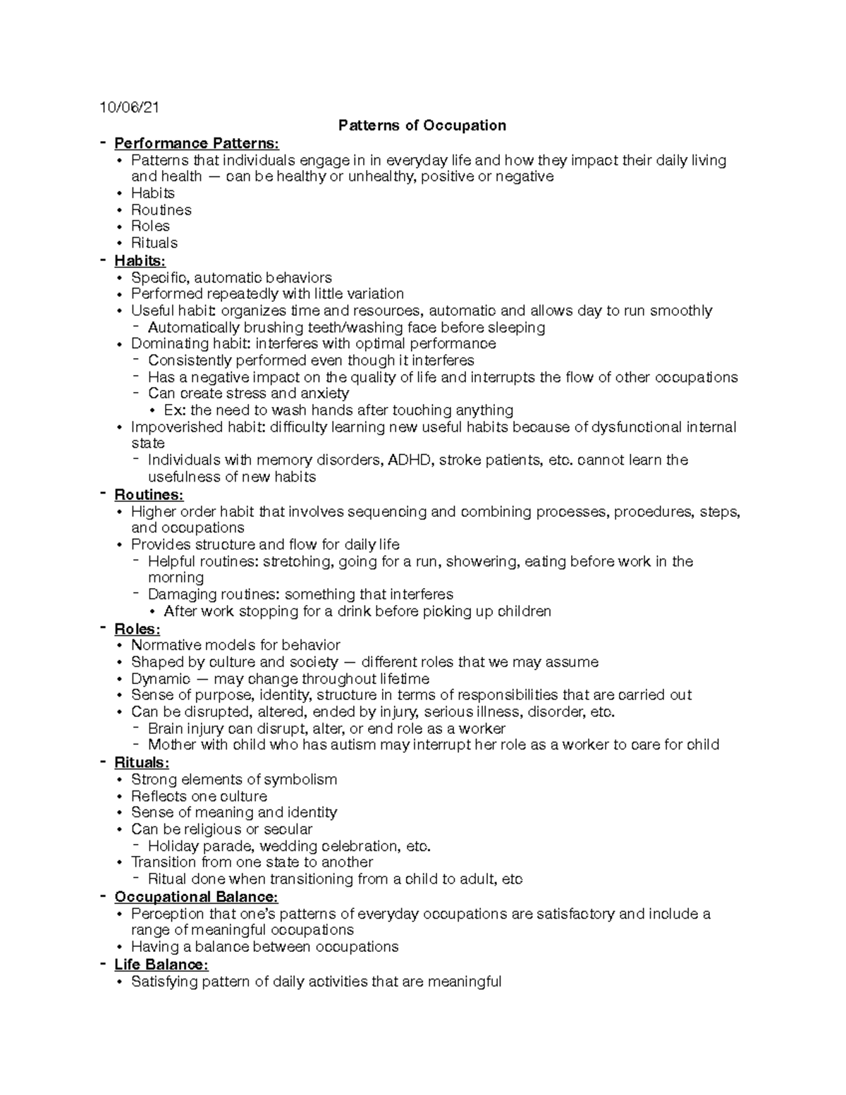 Patterns of Occupations and Demands - 10/06/ Patterns of Occupation ...