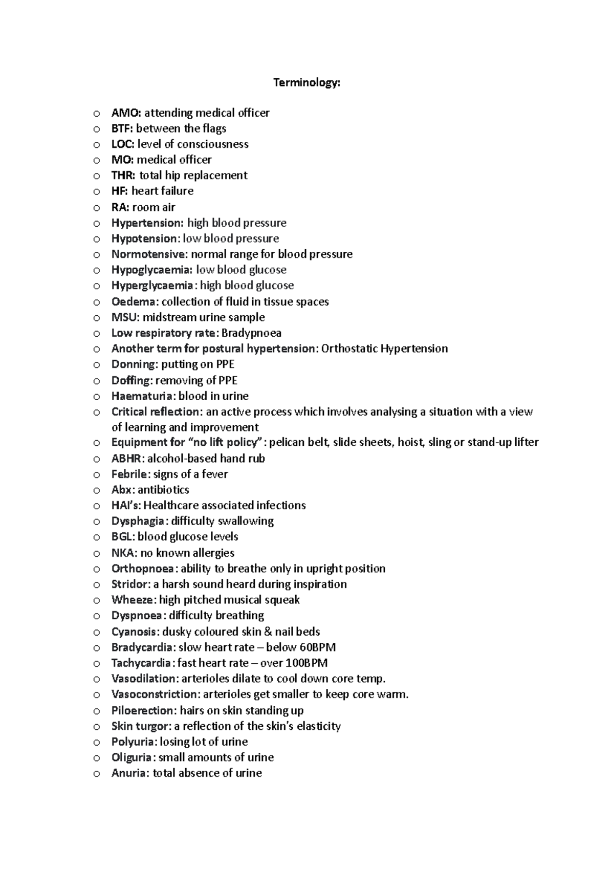 Terminology - Semester 1 - M2006 - Monash - Studocu