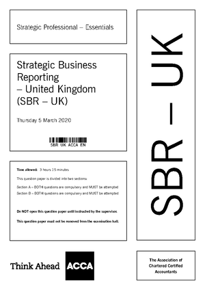 Strategic Business Reporting (SBR) Mock exam - Strategic Business ...
