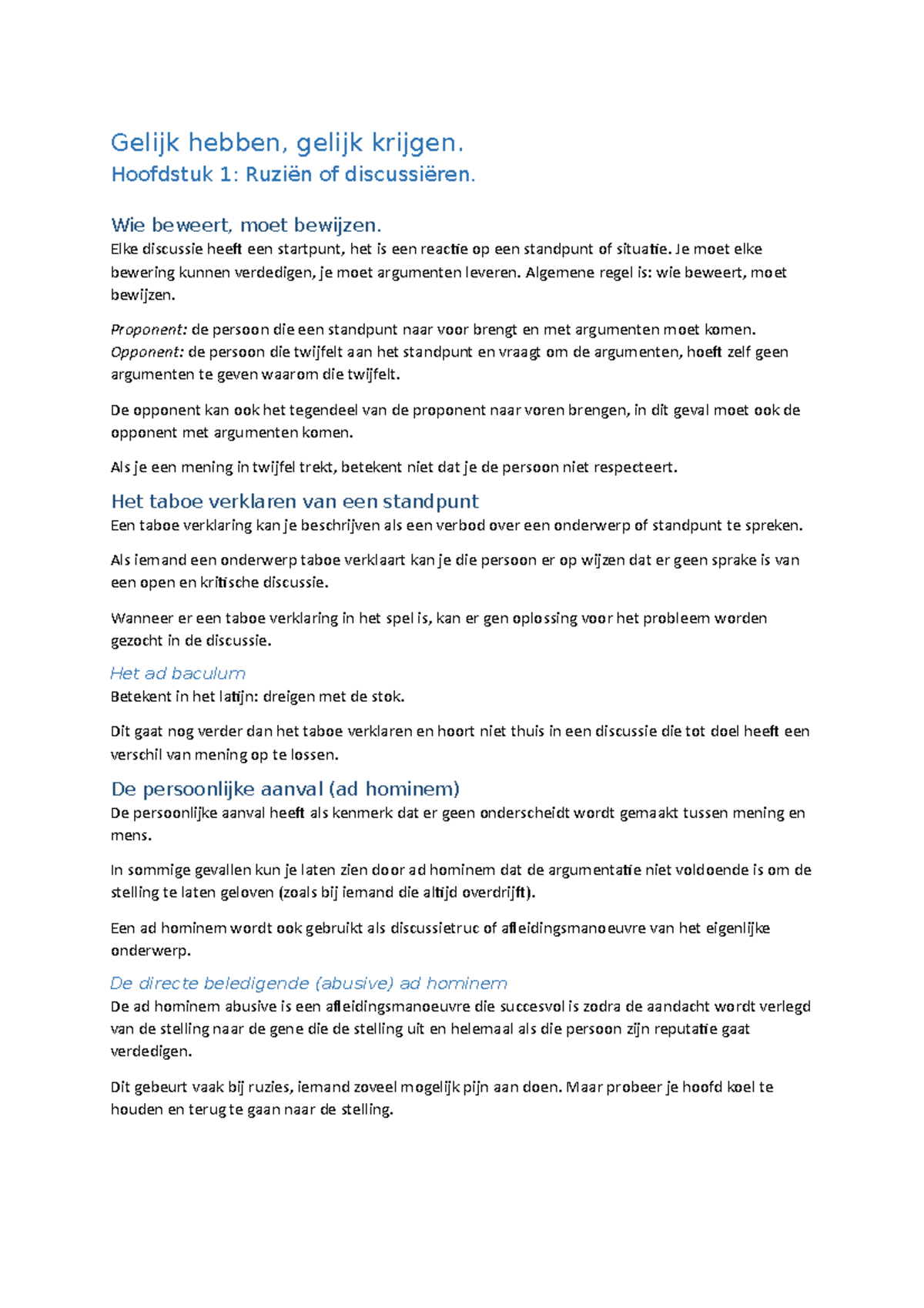 Samenvatting Gelijk Hebben Gelijk Krijgen - hoofdstuk 1 - Gelijk hebben, gelijk krijgen ...