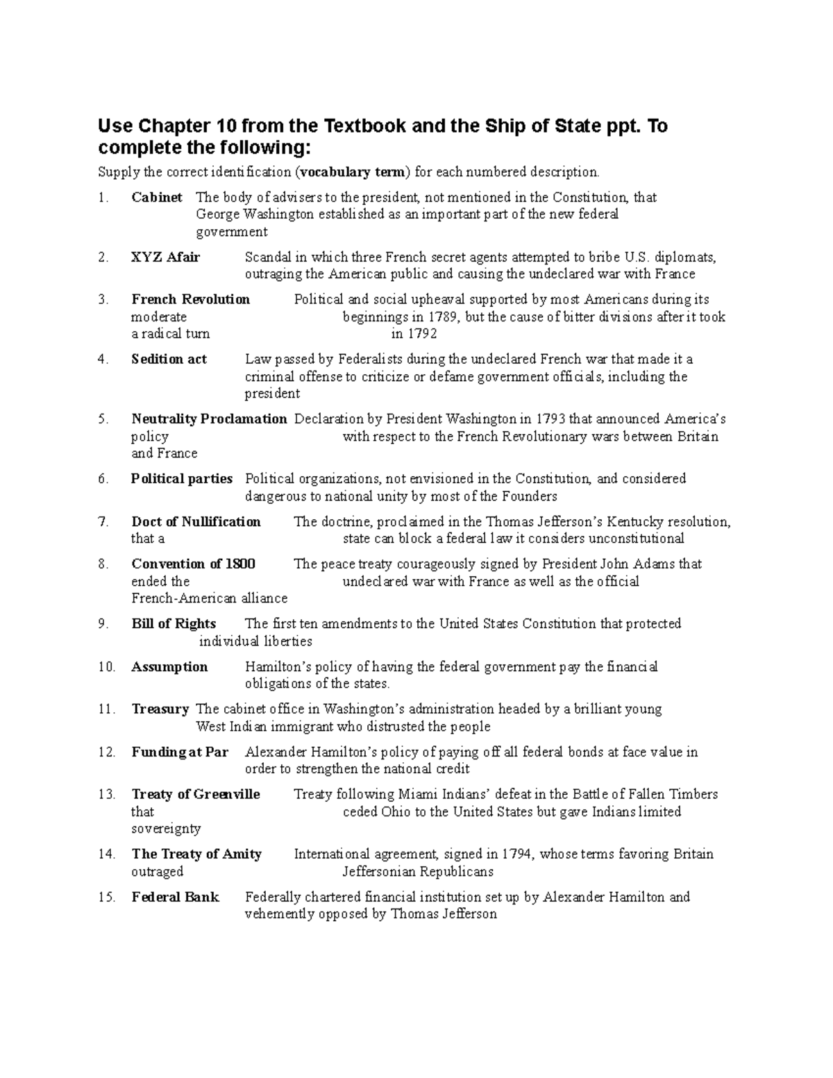 New Ship of State 5 - Homework answers - Use Chapter 10 from the ...