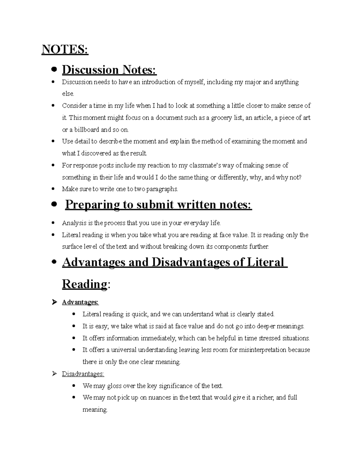 ENG. COMP. Notes - NOTES: Discussion Notes: Discussion needs to have an ...