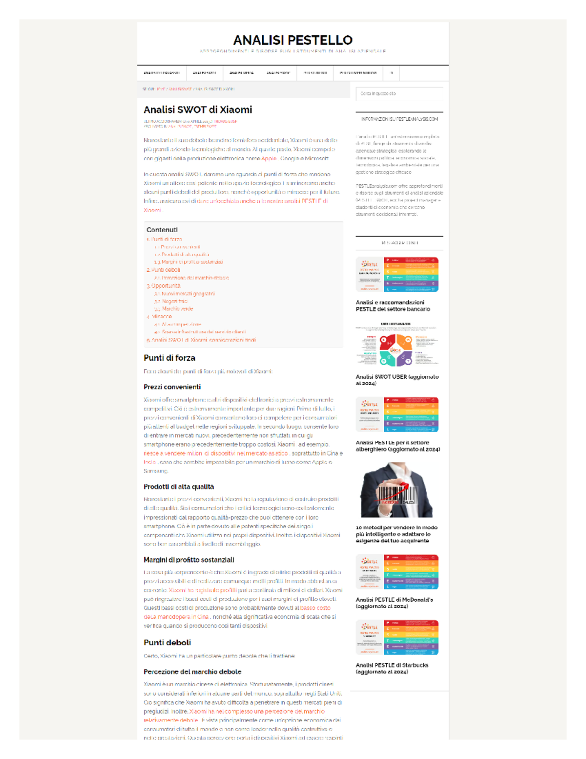 01.Analisi SWOT Es - Un Esempio di Swot - Analisi dei Dati per il ...