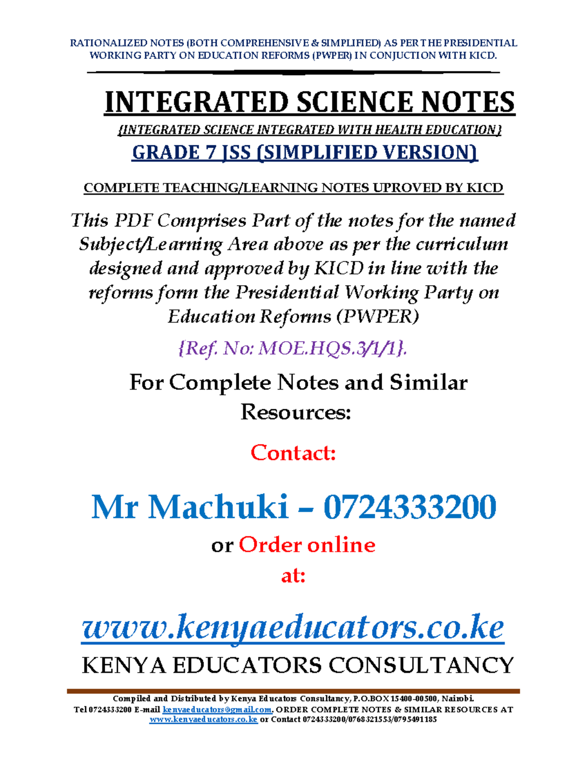 INT SCI Grade 7 JSS Simplified Notes - RATIONALIZED NOTES (BOTH ...