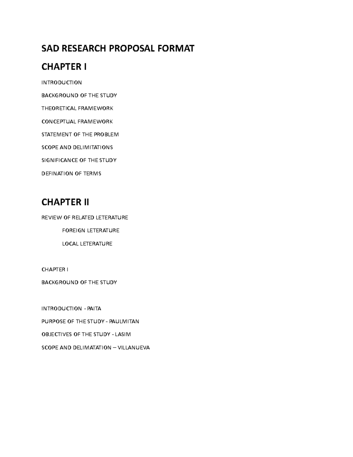 Research Format - fsefsawada - SAD RESEARCH PROPOSAL FORMAT CHAPTER I ...