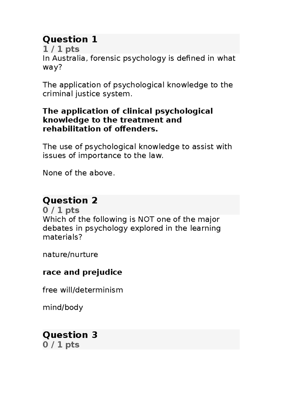 Quiz 15 October, questions and answers - Question 1 1 / 1 pts In ...