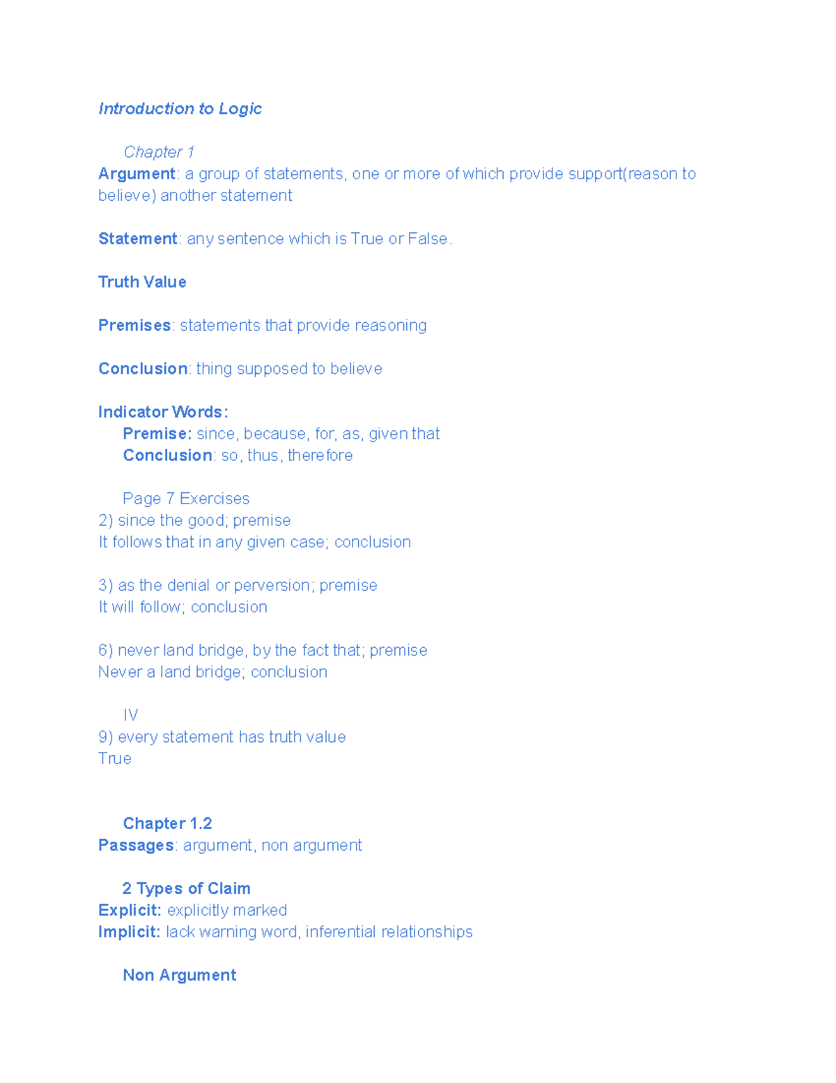 Intro to Logic - Introduction to Logic Chapter 1 Argument: a group of ...