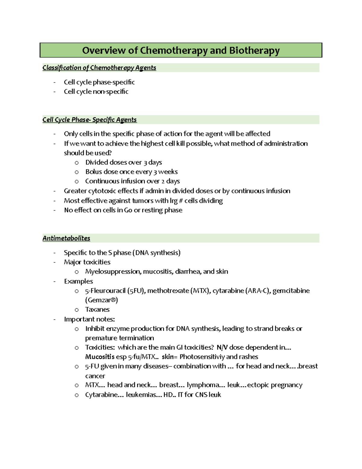 Pharm- Chemo - Overview of Chemotherapy and Biotherapy Classification ...